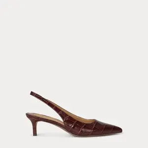 Ralph Lauren Lolah Ii Croc-embossed Slingback Pump
