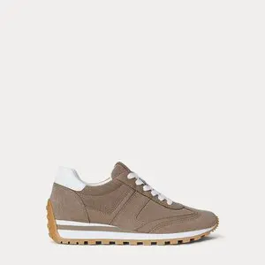 Ralph Lauren Dani Perforated Suede Sneakers - Taupe Brown/snow