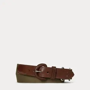 Ralph Lauren Webbed Cotton And Leather Belt Olive