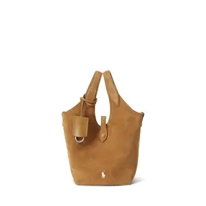 Ralph Lauren Polo Play Suede Small Tote & Crossbody - Caramel