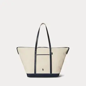 Ralph Lauren Leather-trim Shopper Tote - Ecru