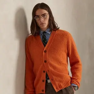 Ralph Lauren Wool V-neck Cardigan - Cantaloupe Orange