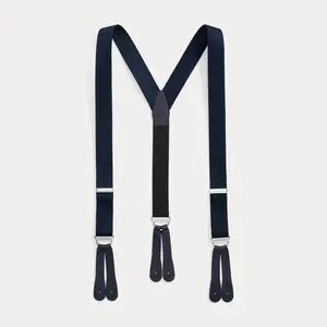 Ralph Lauren Calfskin-trim Suspenders - Navy