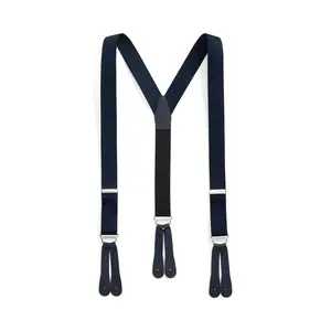 Ralph Lauren Calfskin-trim Suspenders - Navy