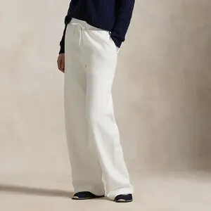 Ralph Lauren Drawstring Fleece Wide-leg Sweatpants - White