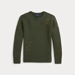 Ralph Lauren Pheasant-embroidered Cotton-wool Crewneck Sweater