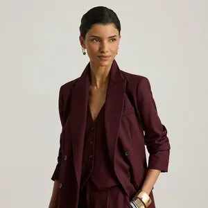 Ralph Lauren Wool-blend Twill Double-breasted Blazer - Dark Garnet
