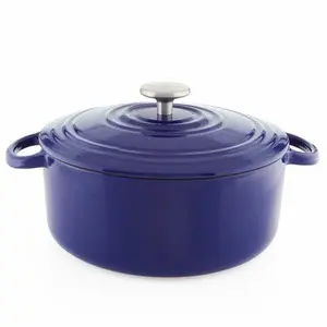 CHANTAL 3 Qt Round Cast Iron Dutch Oven - Cobalt Blue