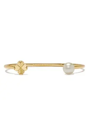 Kate Spade New York Spade Flower Faux Pearl Cuff Bracelet - Gold