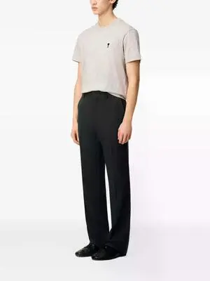 AMI Paris Wool Straight-leg Trousers - Grey