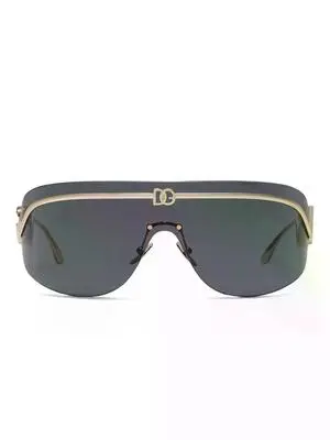 Dolce & Gabbana Logo-plaque Shield-frame Sunglasses - Gold