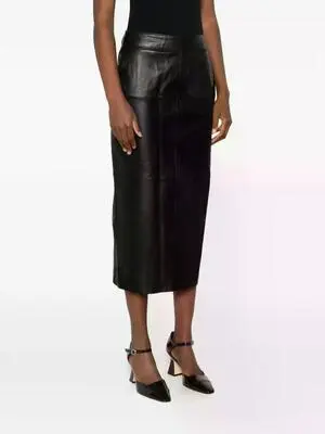Eric Bompard Leather Midi Skirt