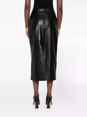 Eric Bompard Leather Midi Skirt