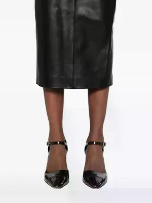 Eric Bompard Leather Midi Skirt