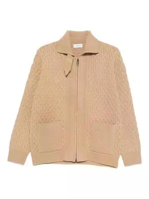 PAOLO PECORA Honeycomb Zip-up Cardigan - Neutrals