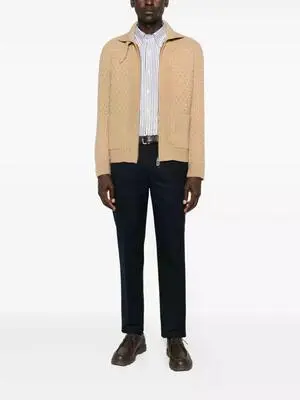 PAOLO PECORA Honeycomb Zip-up Cardigan - Neutrals