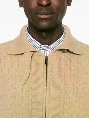PAOLO PECORA Honeycomb Zip-up Cardigan - Neutrals