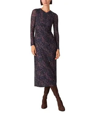 Whistles Devore Mesh Midi Dress - Navy/multi
