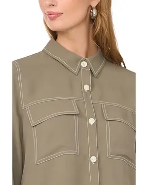 Vince Camuto Long Sleeve Contrast Stitch Shirt