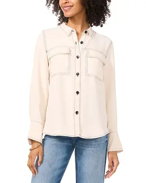 Vince Camuto Top Stitched Blouse - Soft Cream