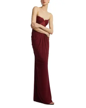 Bcbgmaxazria Lace Jersey Floor Sweeping Gown