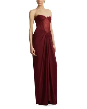 Bcbgmaxazria Lace Jersey Floor Sweeping Gown