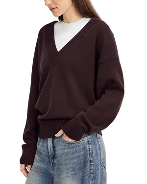 Good American Deep V Knit Sweater