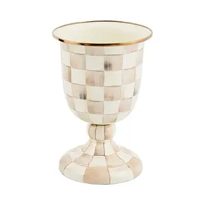 MACKENZIE-CHILDS Mocha Check Pedestal Vase - No Color