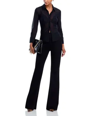 L'Agence Indiana Fitted Mesh Blouse - Black