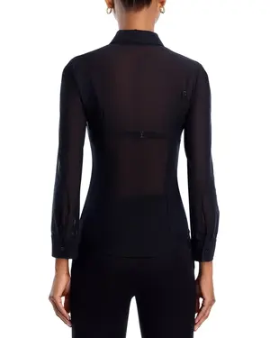 L'Agence Indiana Fitted Mesh Blouse - Black