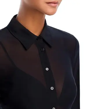 L'Agence Indiana Fitted Mesh Blouse - Black