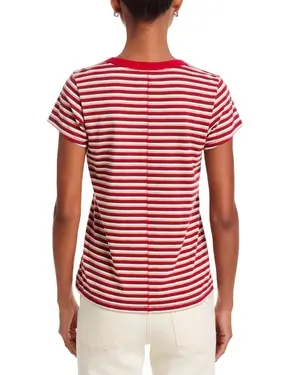 Rag & Bone Slub Striped Tee - Red Beige Multi