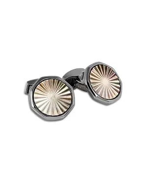 Tateossian Sunbursts Gunmetal Plated & Mother Of Pearl Cufflinks - Grey
