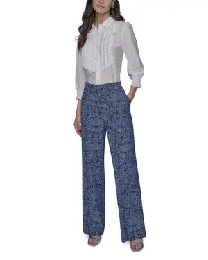 Karl Lagerfeld Paris Jacquard Motif High Rise Jeans