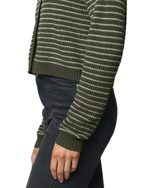 Splendid Amber Stripe Crop Cardigan - Green Spruce