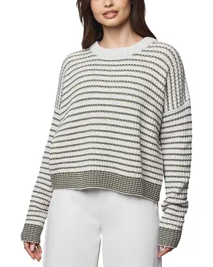 Splendid Lucy Stripe Sweater - Green Spruce/pale Oak