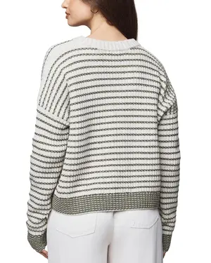Splendid Lucy Stripe Sweater - Green Spruce/pale Oak