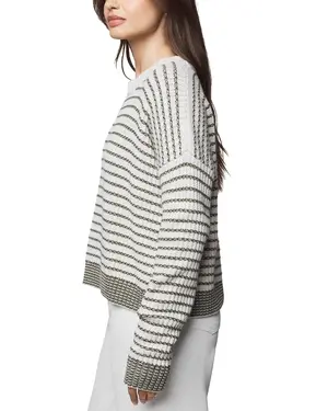 Splendid Lucy Stripe Sweater - Green Spruce/pale Oak