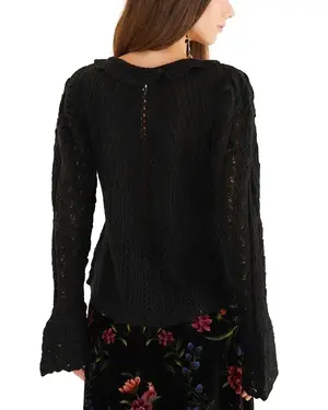 Farm Rio Lace Stitch Ruffle Cardigan