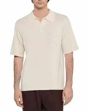 Sandro Knit Polo Shirt - Butter Cream