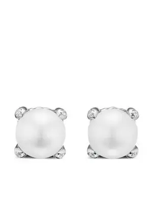 David Yurman Sterling Silver Pearl And Diamond Earrings - Dssdpedi Silver