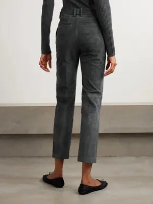 JOSEPH Coleman Stretch-suede Slim-leg Pants - Gray