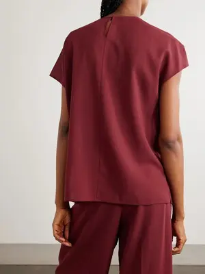 JOSEPH Broca Gathered Wool-blend Crepe Blouse