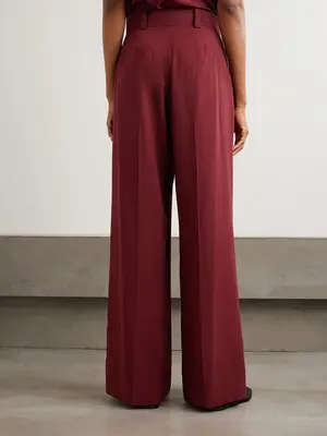 JOSEPH Forest Pleated Wool-blend Crepe Wide-leg Pants