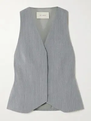 ST. AGNI Pinstriped Wool-blend Twill Vest