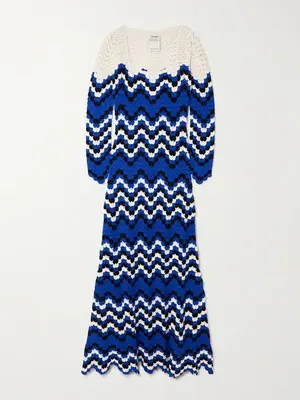 Escvdo Sumac Scalloped Crocheted Cotton Midi Dress - Multi