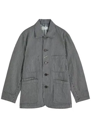Universal Works Hickory Striped Cotton Overshirt - Grey
