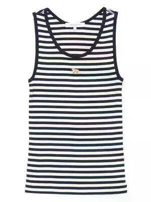 Maison Kitsuné Striped Fox-embroidered Top