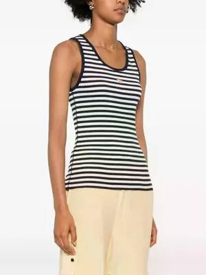 Maison Kitsuné Striped Fox-embroidered Top