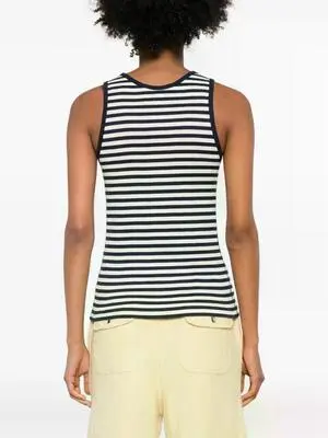 Maison Kitsuné Striped Fox-embroidered Top